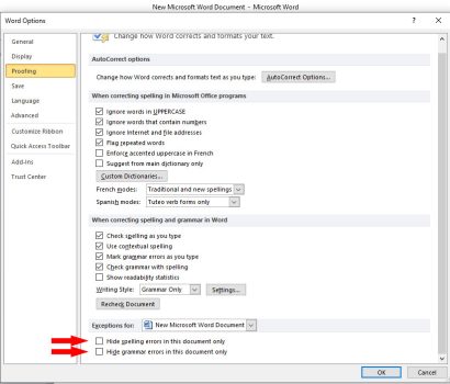 How to Hide Spelling and Grammar Errors in Word - UPaae