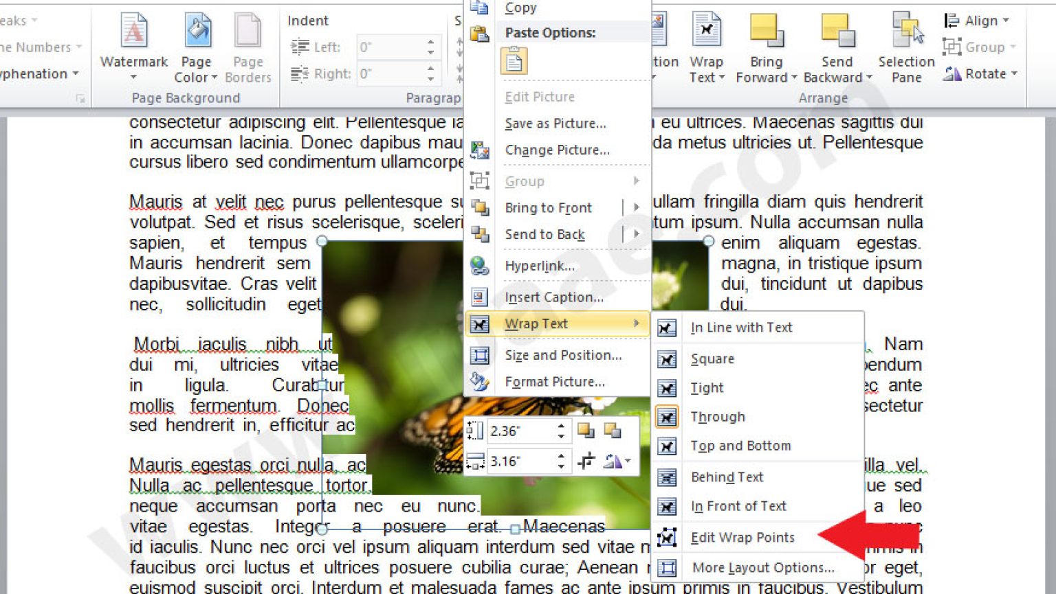 How to wrap text in word around image - UPaae